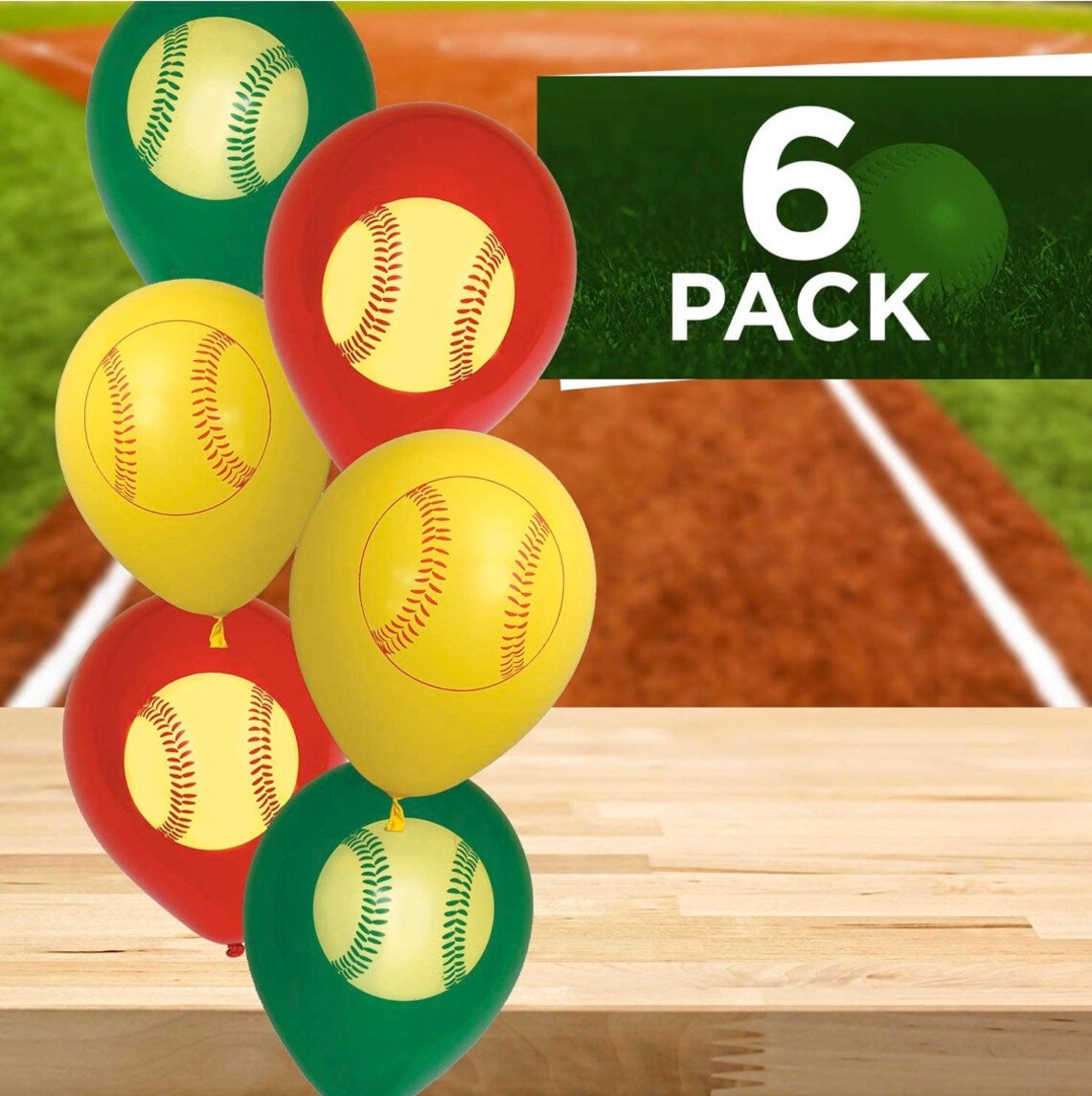 Softball 12 Printed Latex Party Balloons 3 Colors 6 Pack | Etsy