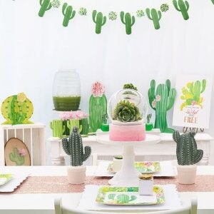 Cactus 9" Dinner Plates, Set of 8, Southwest Party Decor, Outdoor Party ...