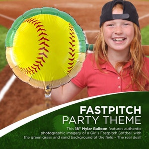 Girl's Fastpitch Softball Balloon 18”, Softball Party, Softball ...