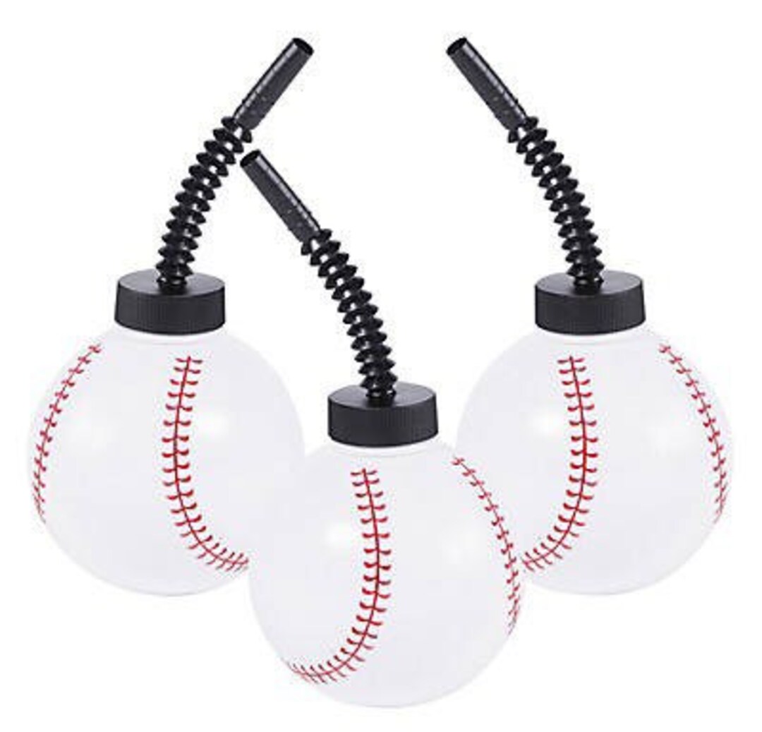 Baseball Plastic Cup With Straw, 14 Oz. Sold Individually, Baseball ...