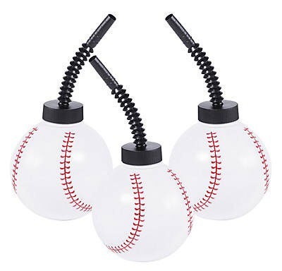 Baseball Plastic Cup With Straw, 14 Oz. Sold Individually, Baseball ...