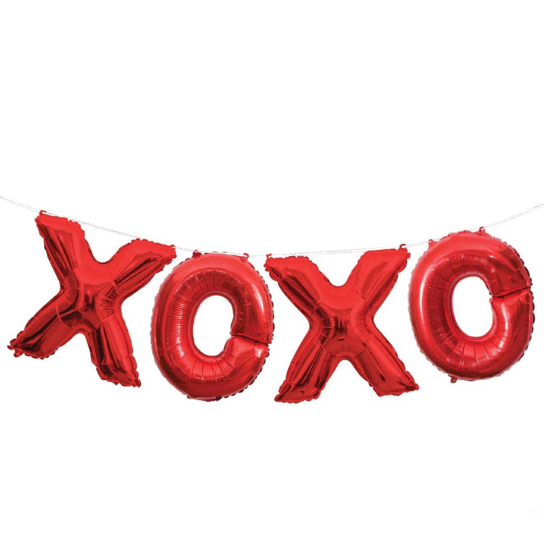 CLOSEOUT!! 50% OFF Red XOXO Balloon Banner Kit, Valentine Party ...