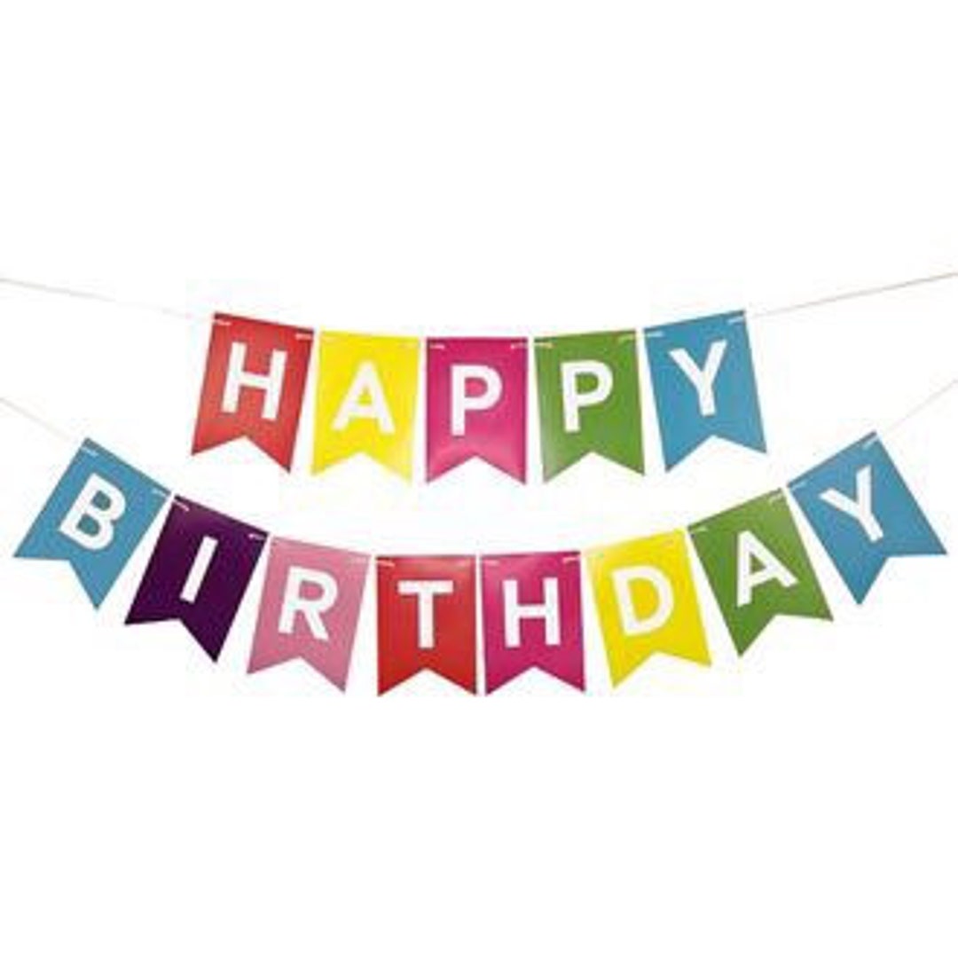 Happy Birthday Banner, Rainbow Colors and White Banner - Etsy