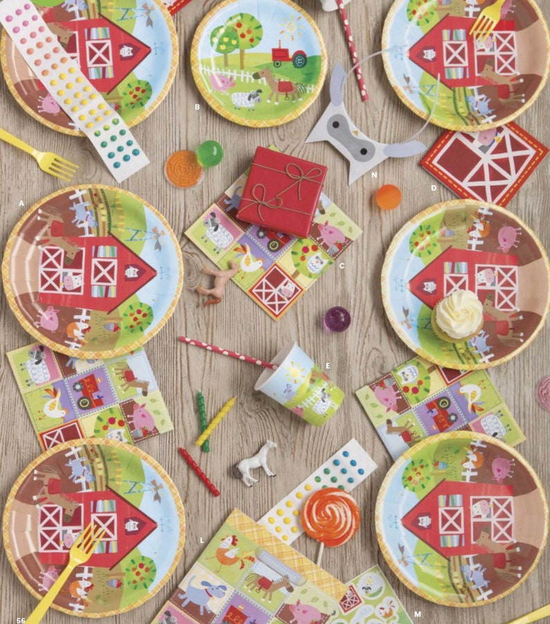 Farm Party 9 Dinner Plate Set of 8 Barnyard Party - Etsy