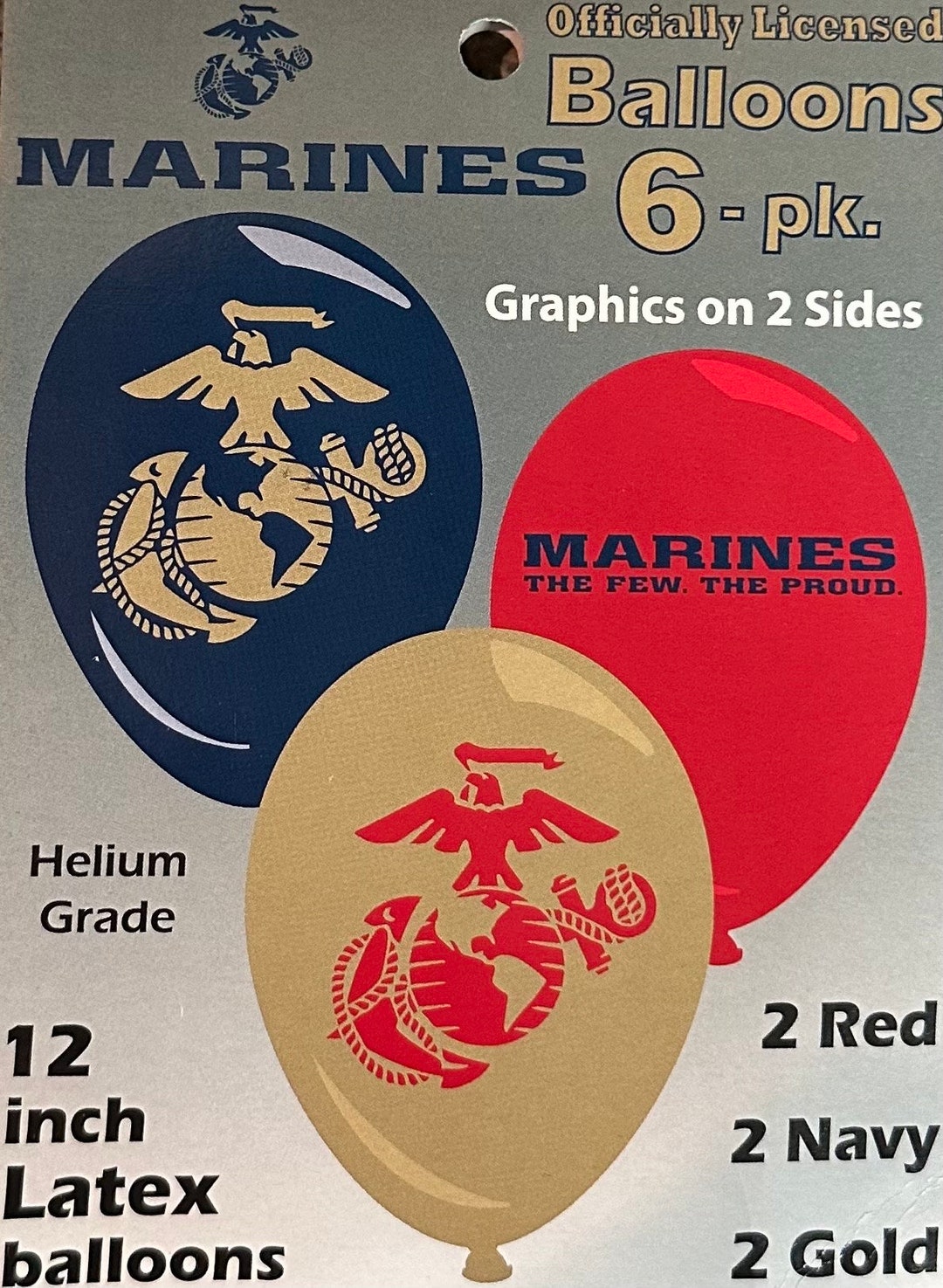U.S. Marines Latex Balloons, Set of 6, Military Party, Military ...