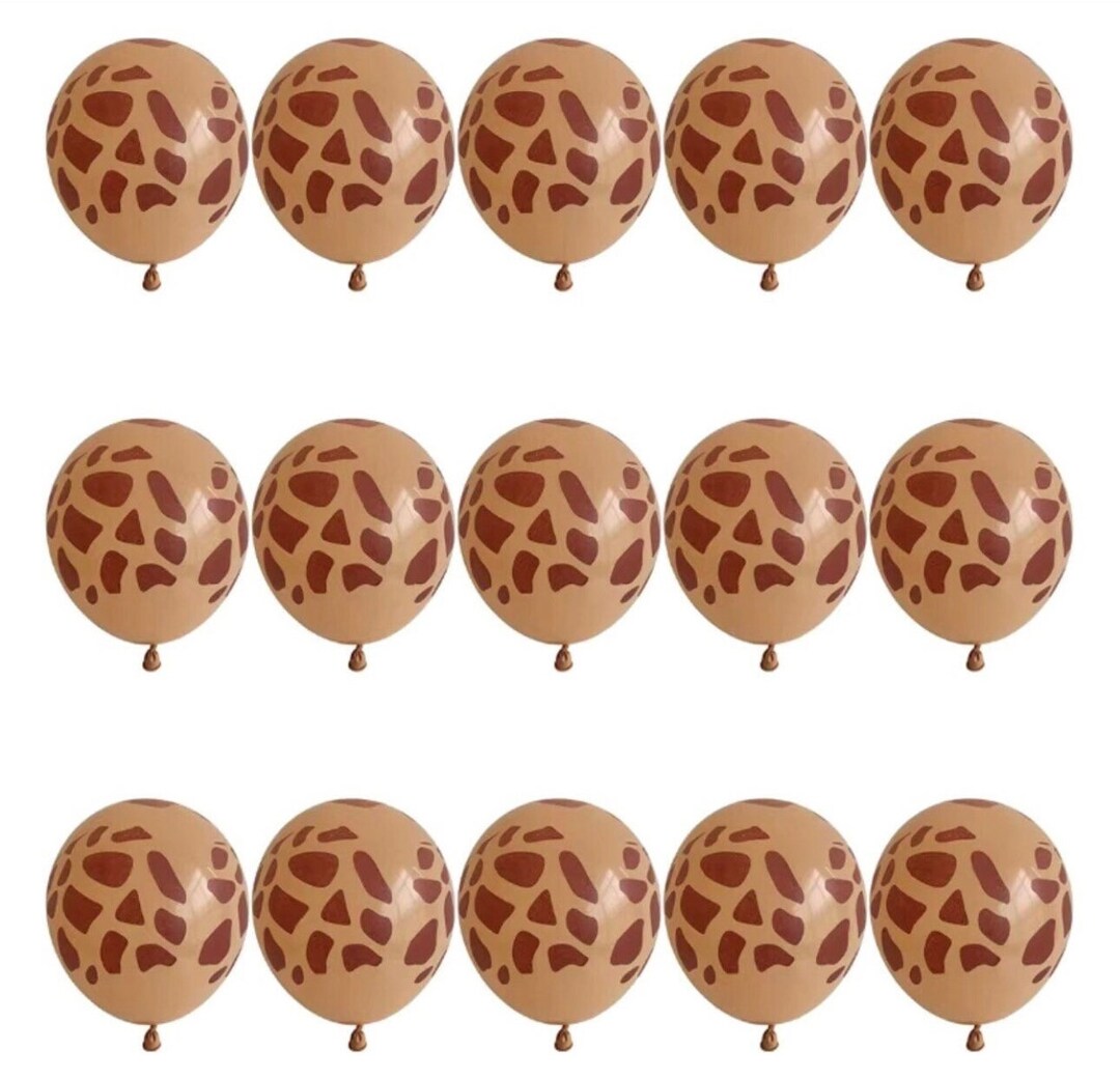 Giraffe Print Latex 12” Balloons, Set of 15, Zoo Animal, Giraffe ...