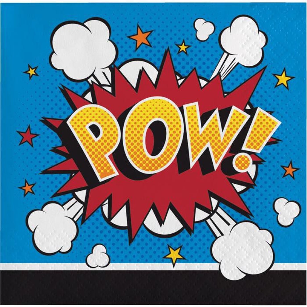 Superhero Slogans Beverage Napkins, Set of 16, Superhero Themed ...
