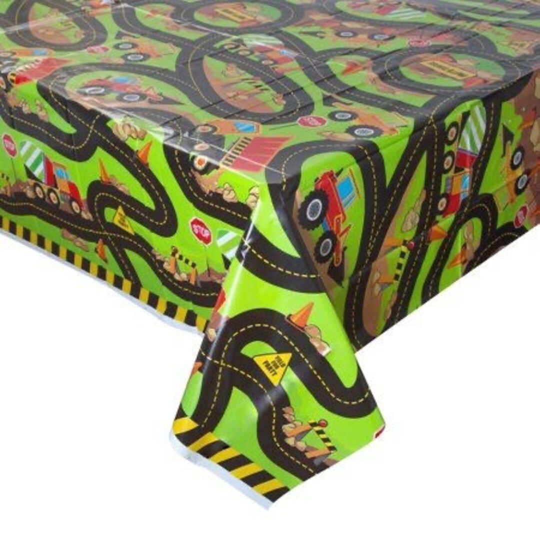 Construction Party Table Cover, 54”x 84”, Boy Baby Shower, Construction ...