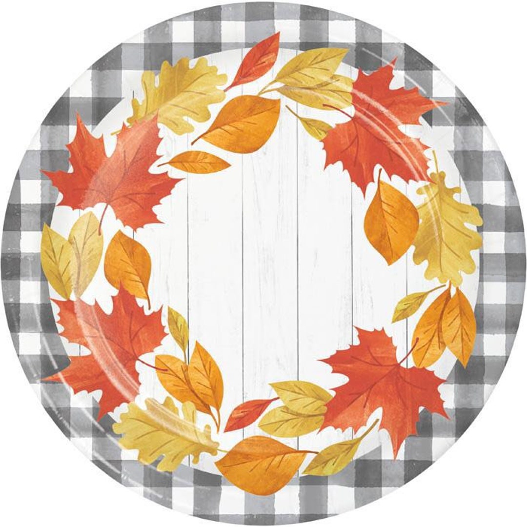 Falling Leaves 9 Dinner Plates, Harvest Plates, Fall Party, Autumn ...