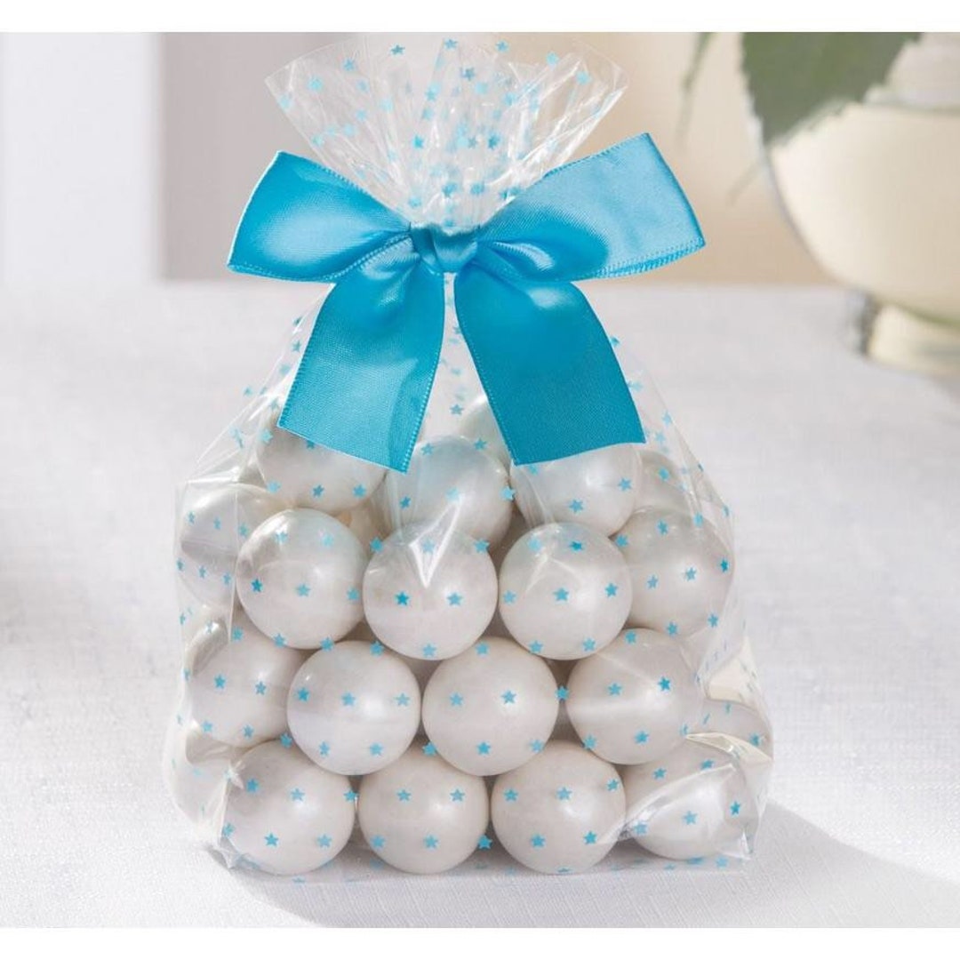 Oh Baby! Clear and Blue Stars Favor Bags With Bows, Set of 12 Kits - Etsy