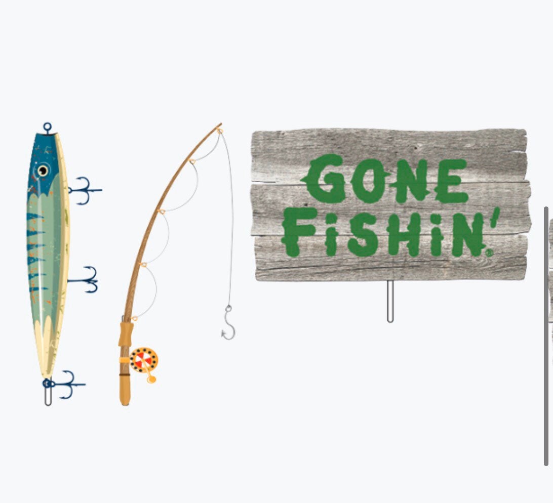 Gone Fishing Photo Props, 12 Piece Set, Fish Birthday Party, Retirement ...
