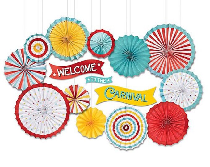 Circus Carnival Fan Decorating Kit, 15 Piece Set, Circus Themed ...