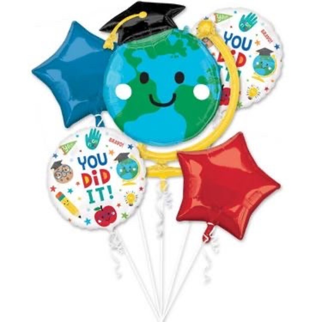 Graduation Fun Balloon Bouquet, Set of 5 Balloons, Graduation Party ...