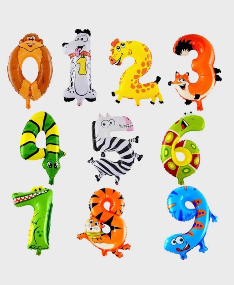 Animal Number Shaped Foil Balloon 18 Animal Party Animal - Etsy