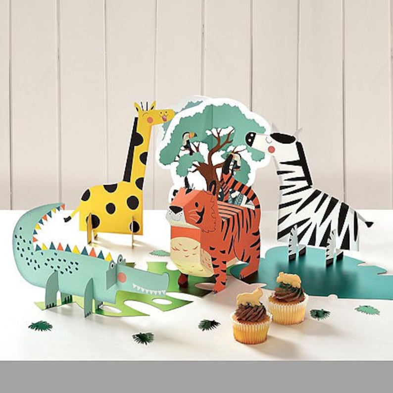 Get Wild Jungle Cardstock Table Decorating Kit, 5pc, Get Wild Party - Etsy