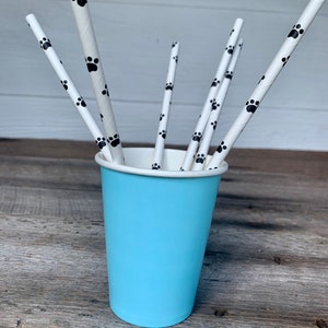 Paw Print Paper Straws, Dog Party Straws, Dog Party, Puppy Party, Set ...