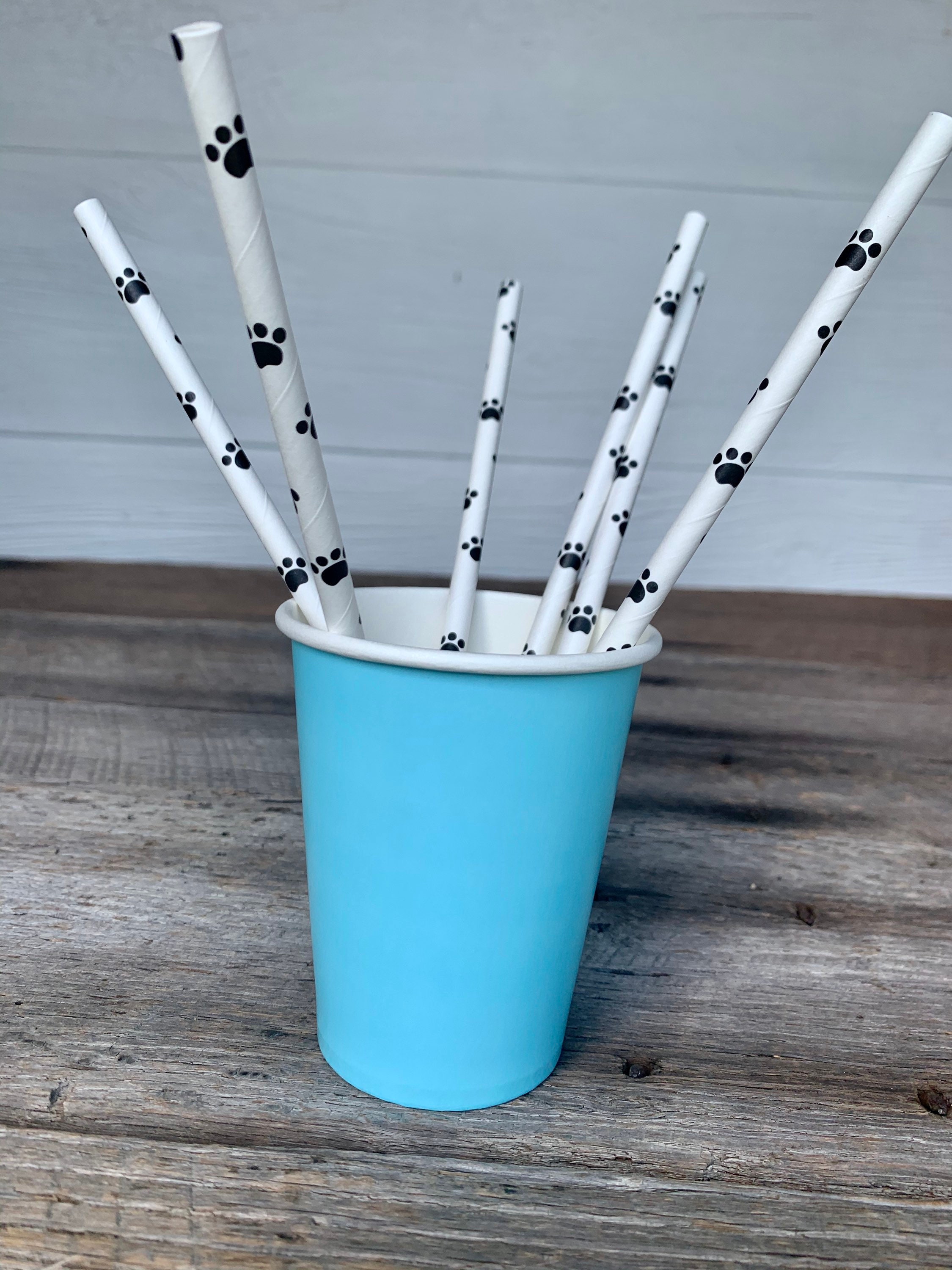 Paw Print Paper Straws Dog Party Straws Dog Party Puppy | Etsy
