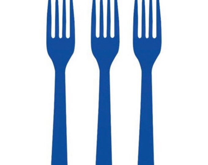 Royal Blue Plastic Party Forks Set of 12 Perfect for Gender | Etsy