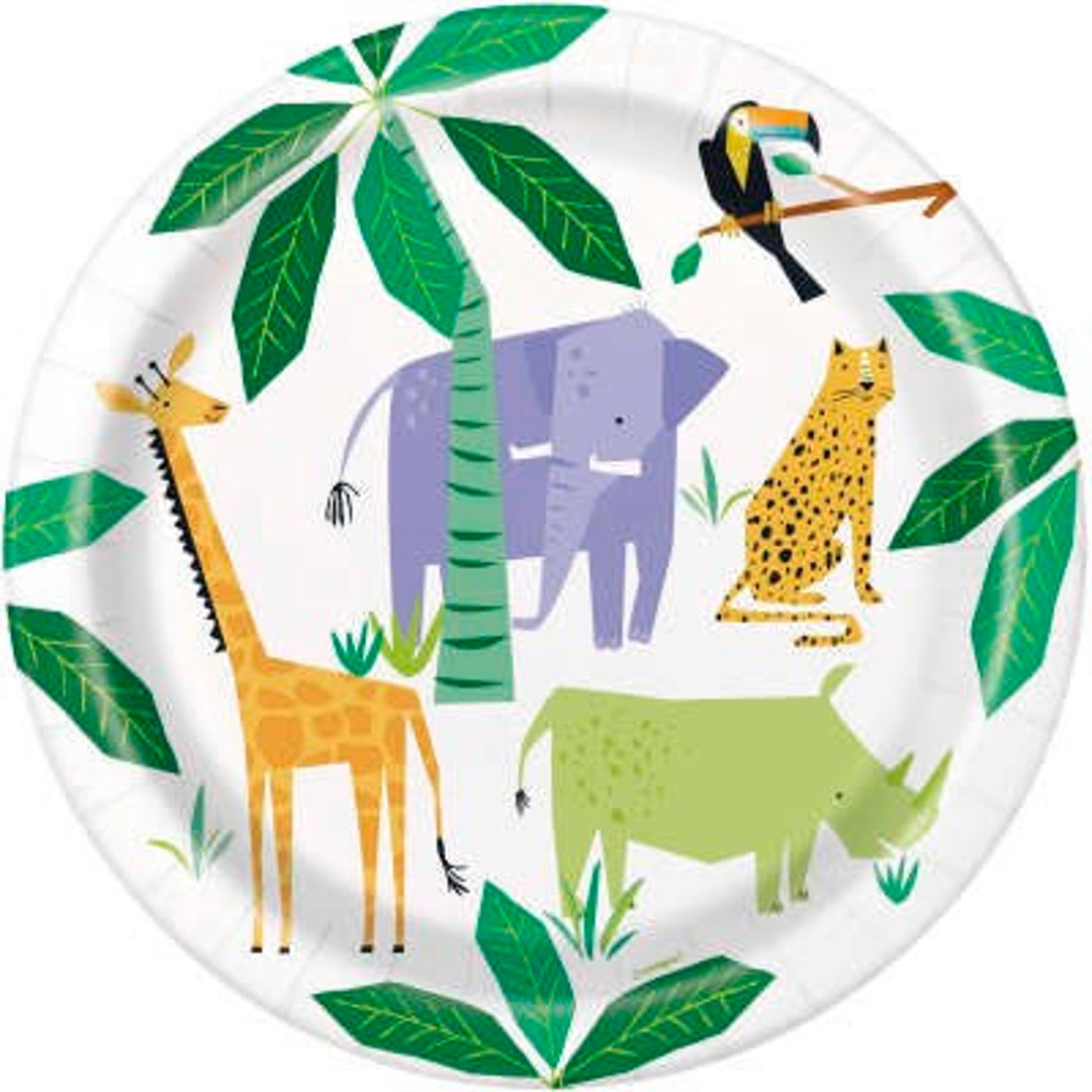 Animal Safari Party Dinner Plate, Set of 8, Jungle Baby Shower, Jungle ...