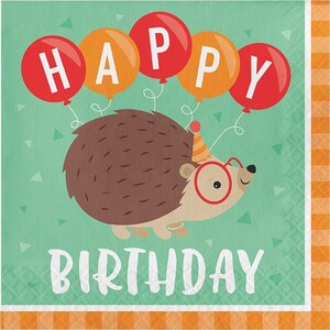 Hedgehog Party Happy Birthday Luncheon Napkins, Hedgehog Birthday ...