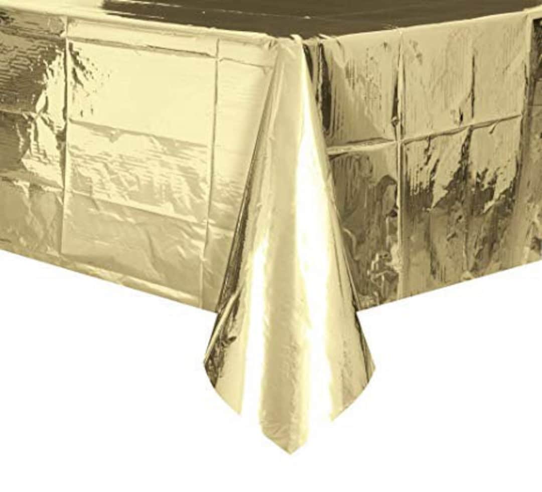 Gold Metallic Table Cover 54 X 108 Inches, Gold Plastic Tablecloth - Etsy