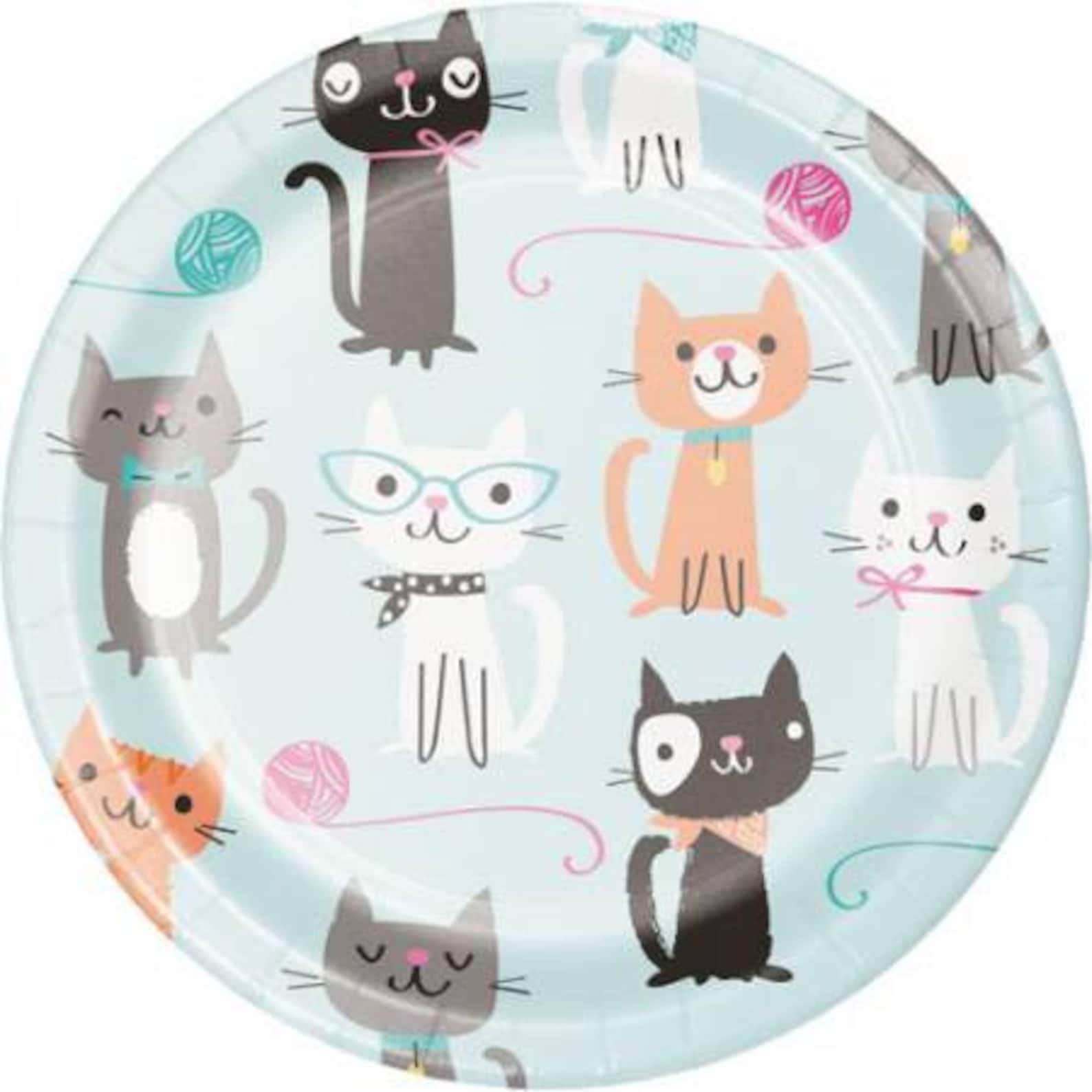 Cat Dessert Plates Cat Party Kitten Party Set of 8 Plates - Etsy