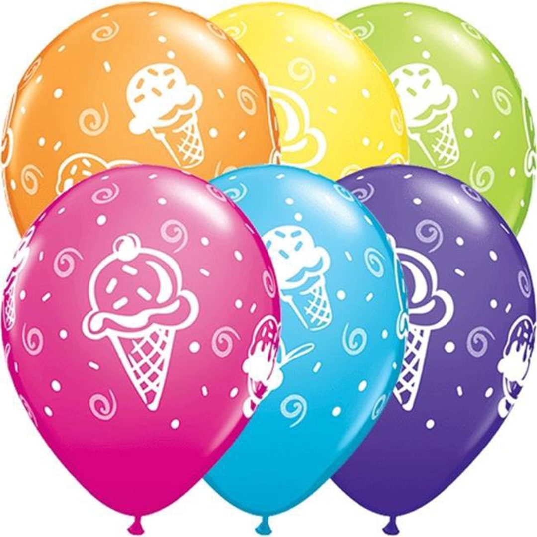 Ice Cream Treats Latex 11” Balloons, Ice Cream Birthday Balloons, 6 ...
