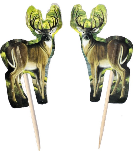 Deer Cupcake Toppers Set of 24 Camouflage and Deer Party | Etsy