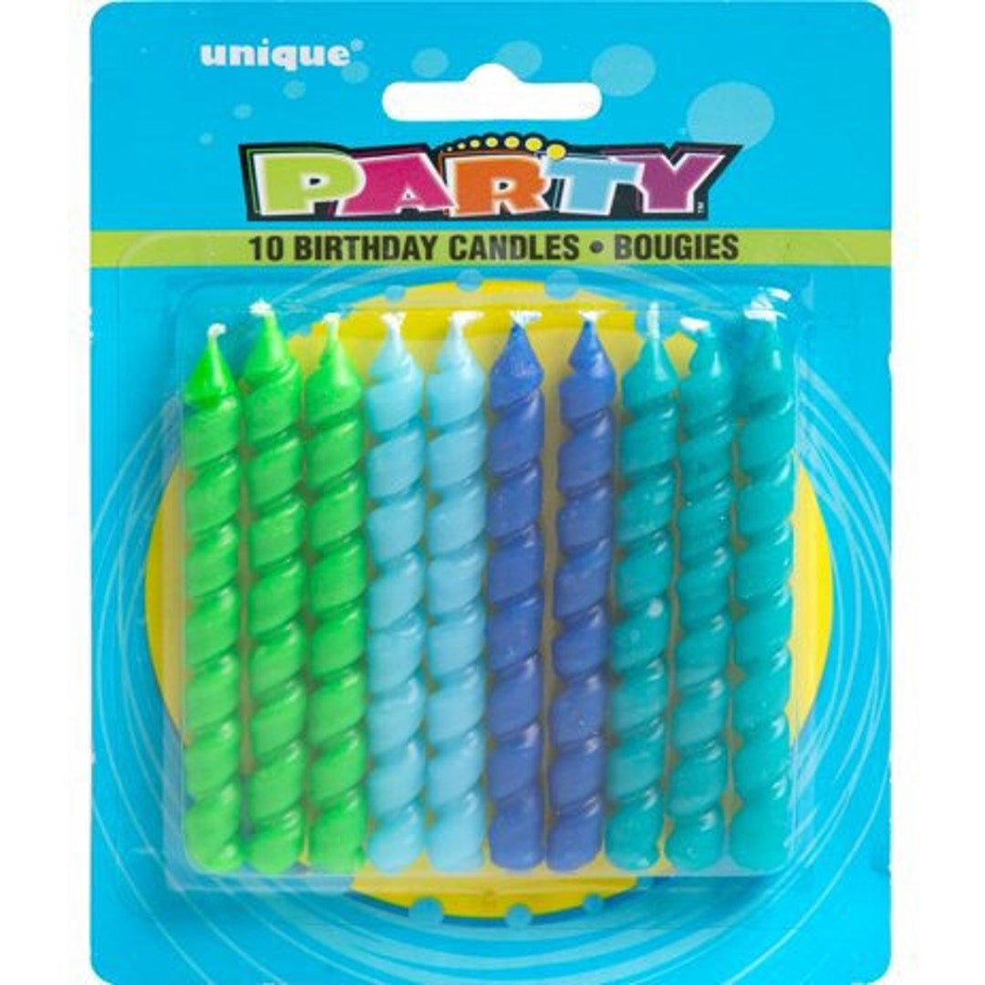 Blue & Green Spiral Birthday Candles, 10 Ct., Blue and Green Dinosaur ...