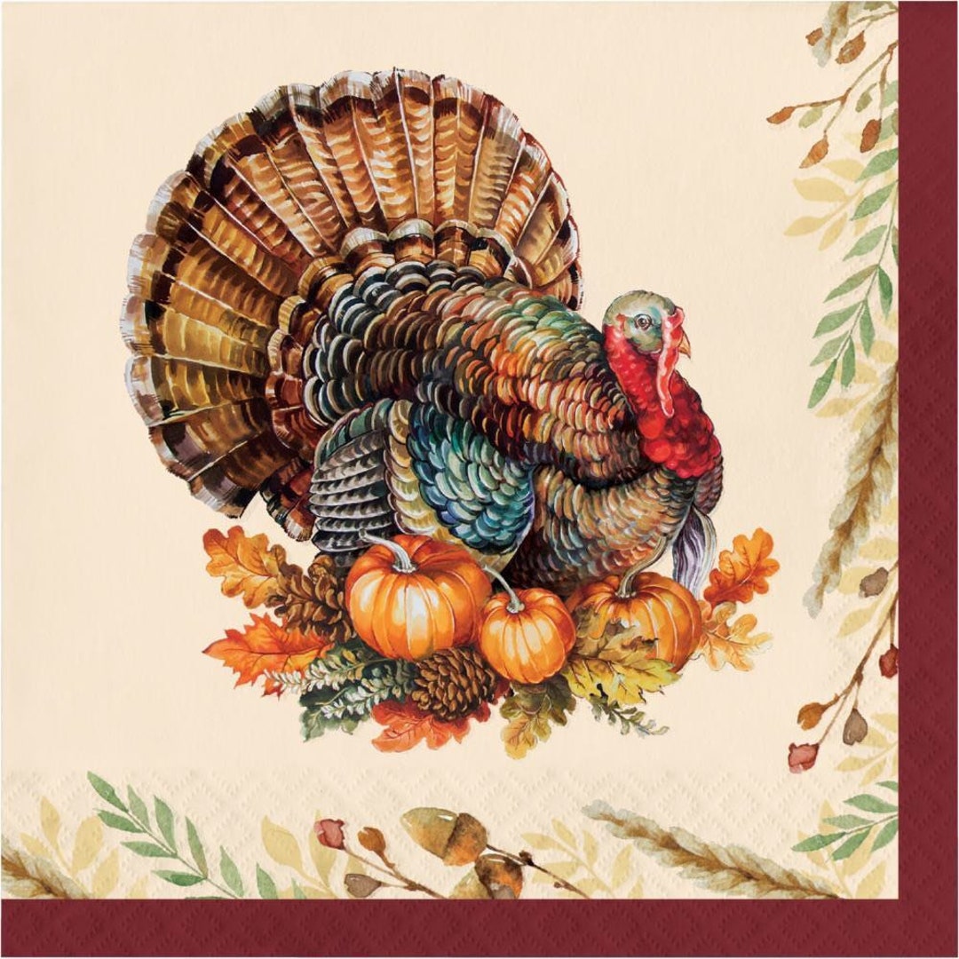 Autumn Turkey Luncheon Napkins, Fall Party, Autumn Napkins ...