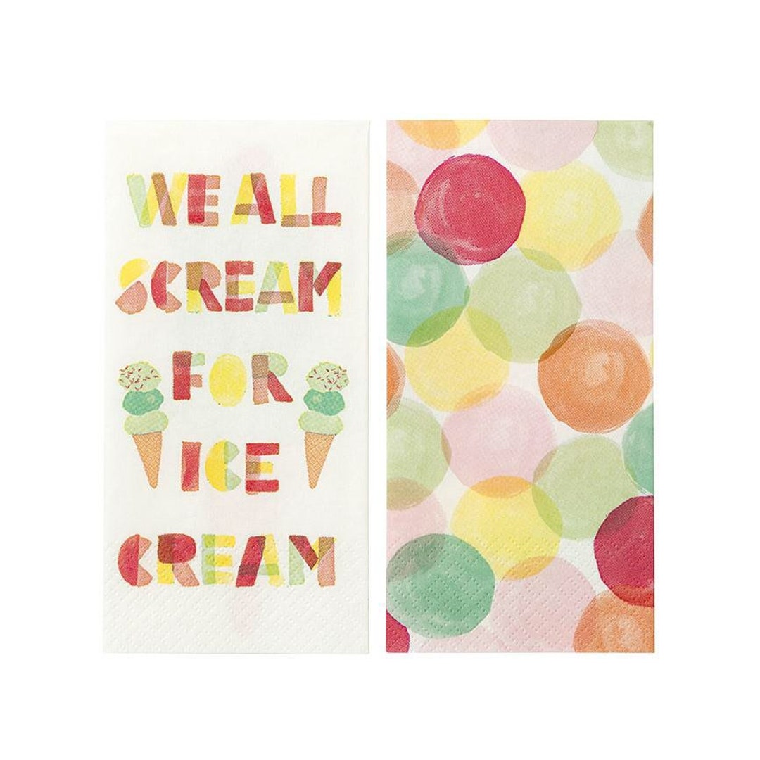 We All Scream for Ice Cream Watercolor Napkins, Ice Cream Birthday, Set ...