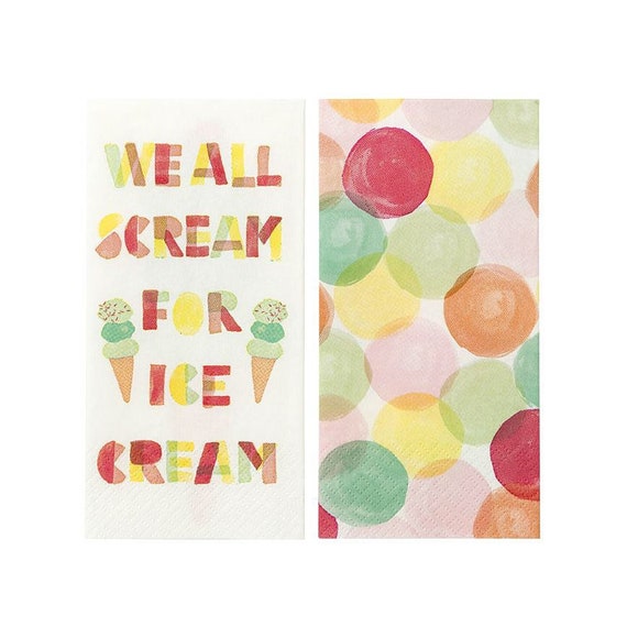 We All Scream for Ice Cream Watercolor Napkins Ice Cream | Etsy
