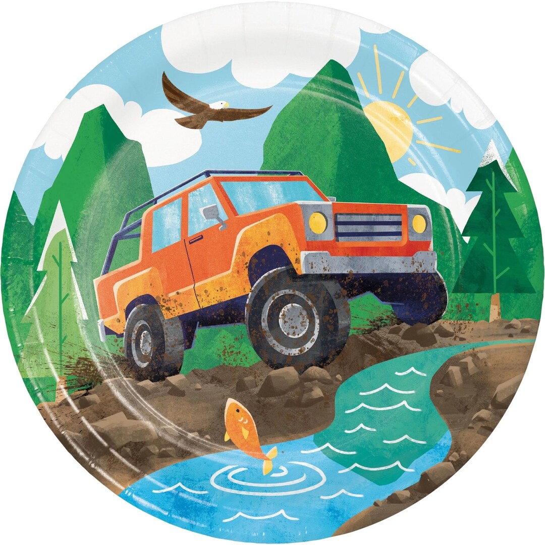Outdoor Adventure Dinner Plates, Set of 8, Outdoor Adventure Birthday ...