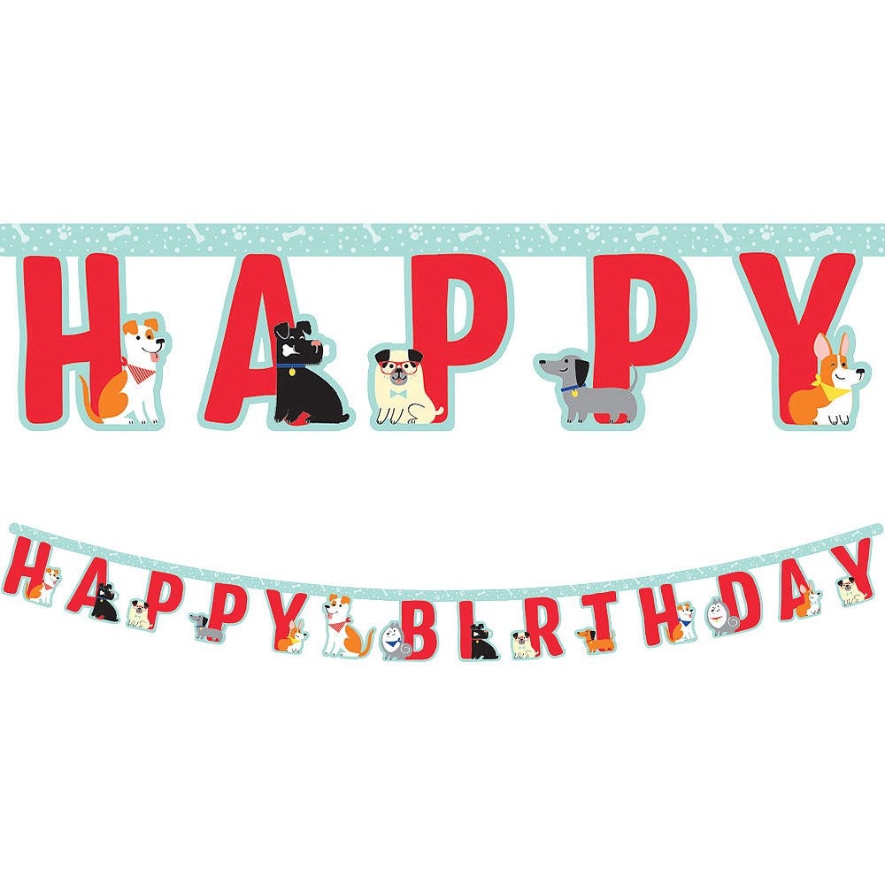 Dog Happy Birthday Banner Dog Pawty Dog Decor Puppy Party - Etsy