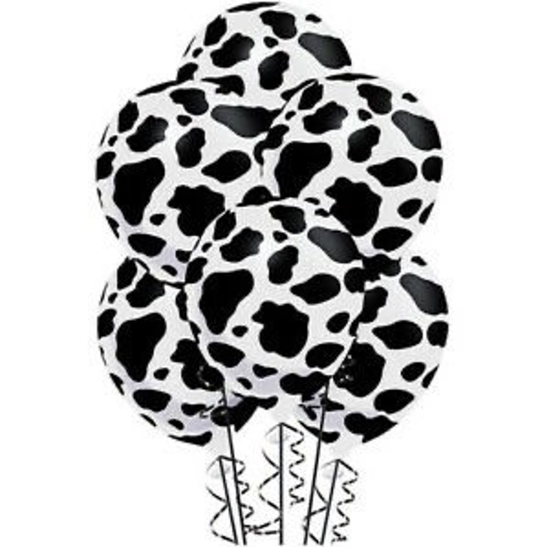12” Cow Print Balloons - Set of 6 Latex Balloons, Wild West Party, Farm ...