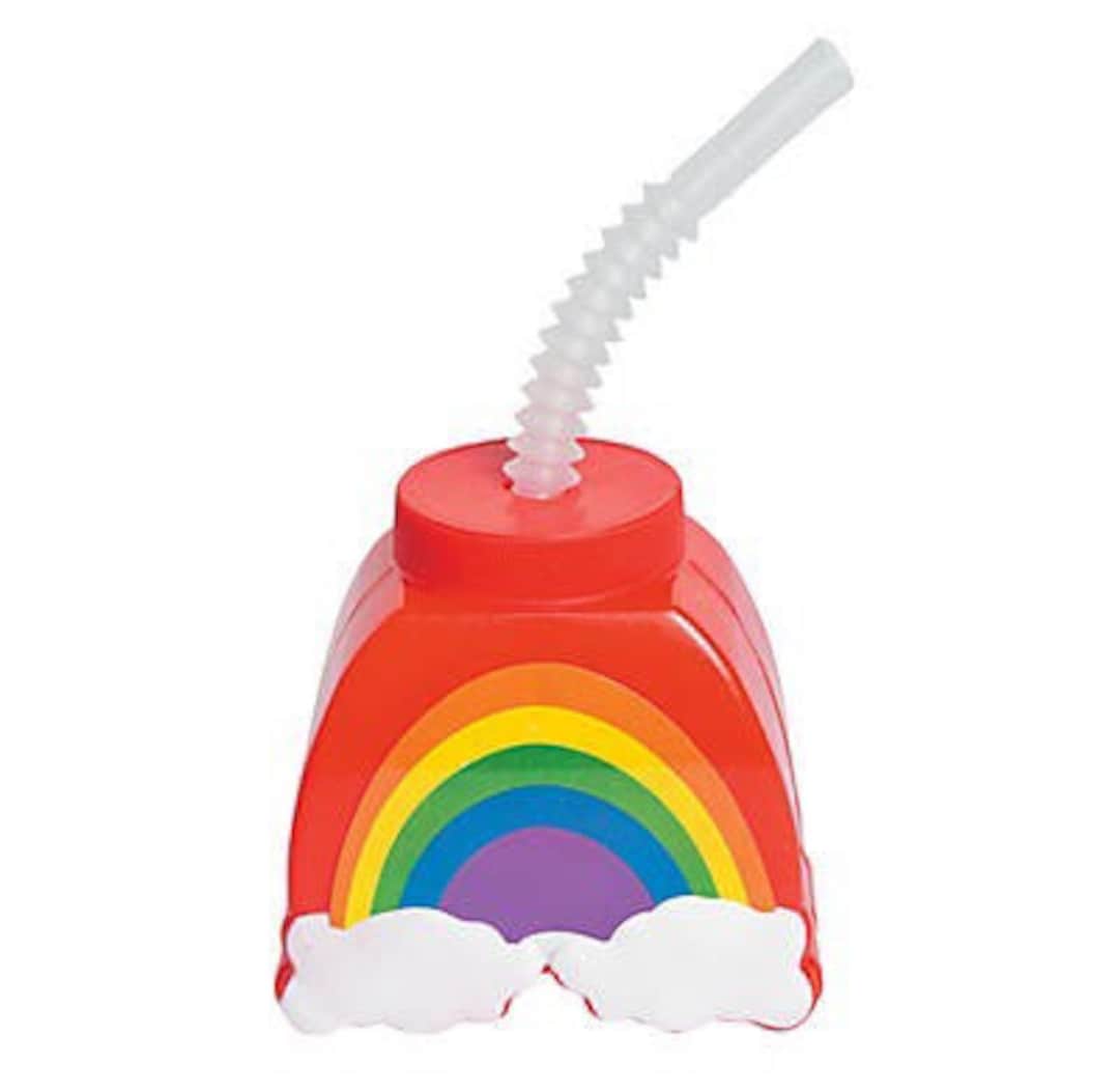 Rainbow Shaped Plastic Cup With Straw, Sold Individually, Rainbow Decor ...