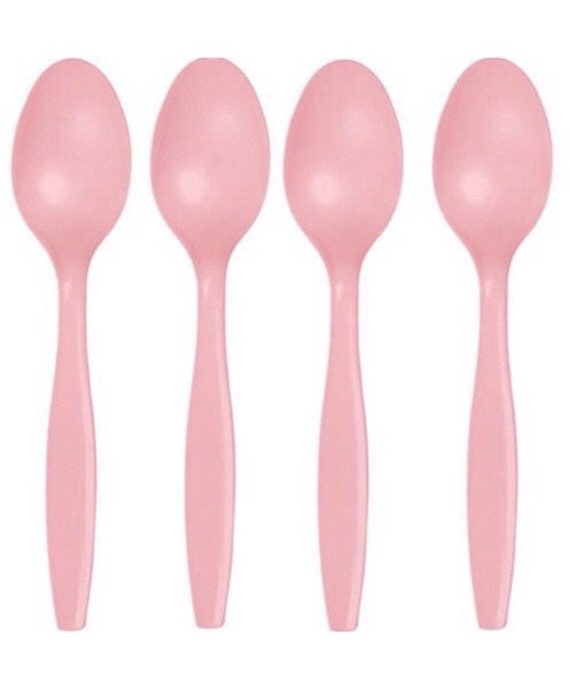 Pastel Pink Plastic Party Spoons Set of 12 Perfect for | Etsy