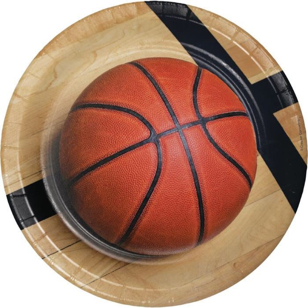 Sports Fanatic Basketball Dinner Plates, Set of 8, Basketball Birthday ...