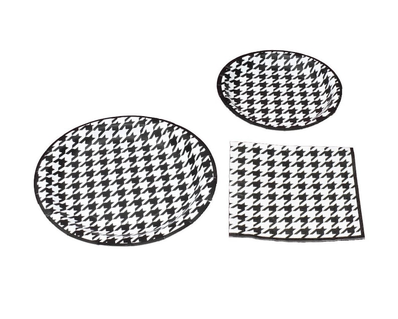 Black and White Houndstooth Dinner Plates Set of 8 Alabama - Etsy