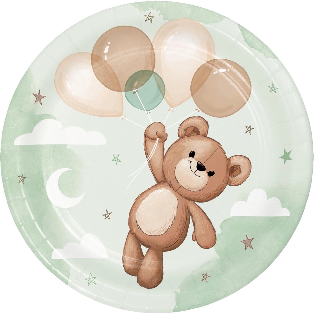 Teddy Bear Paper Dessert Plate, 8 Count, 7”, Teddy Bear Baby Shower ...