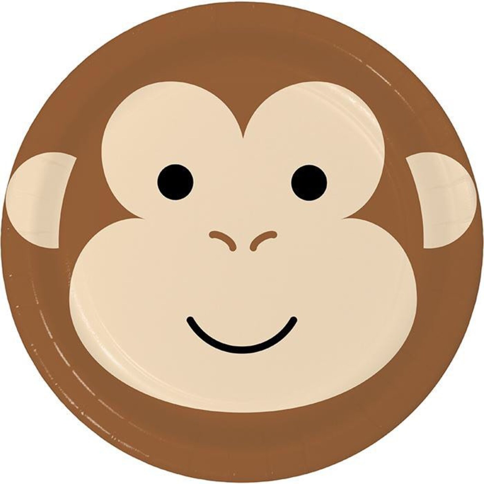 Monkey Animal Face Dinner Plates, Set of 8, Jungle Baby Shower, Jungle ...