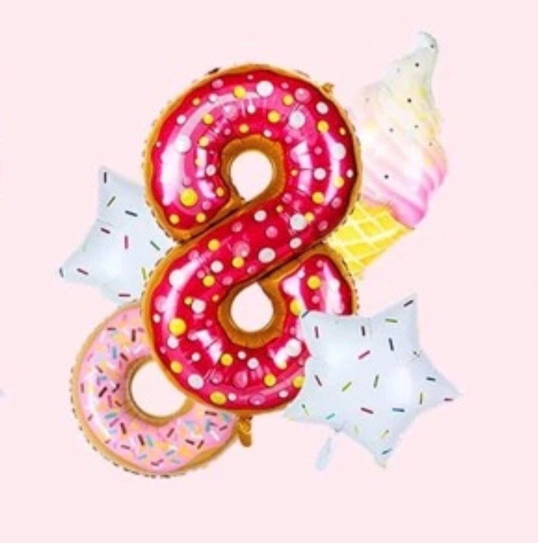 Donut and Ice Cream Sprinkles 8th Birthday Balloon Bouquet, Set of 5 ...
