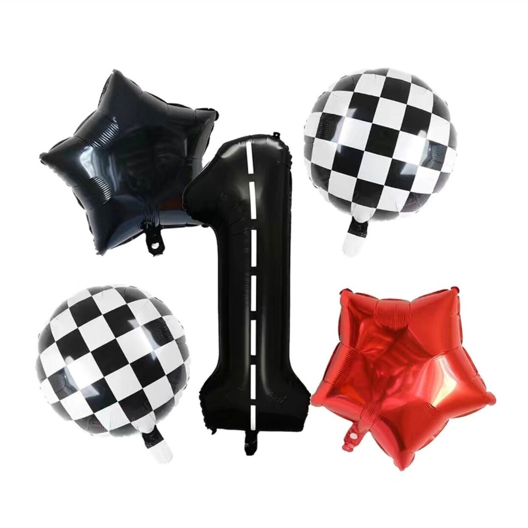Racing 1st Birthday Party Balloon Bouquet, Set of 5, Race Car Party - Etsy