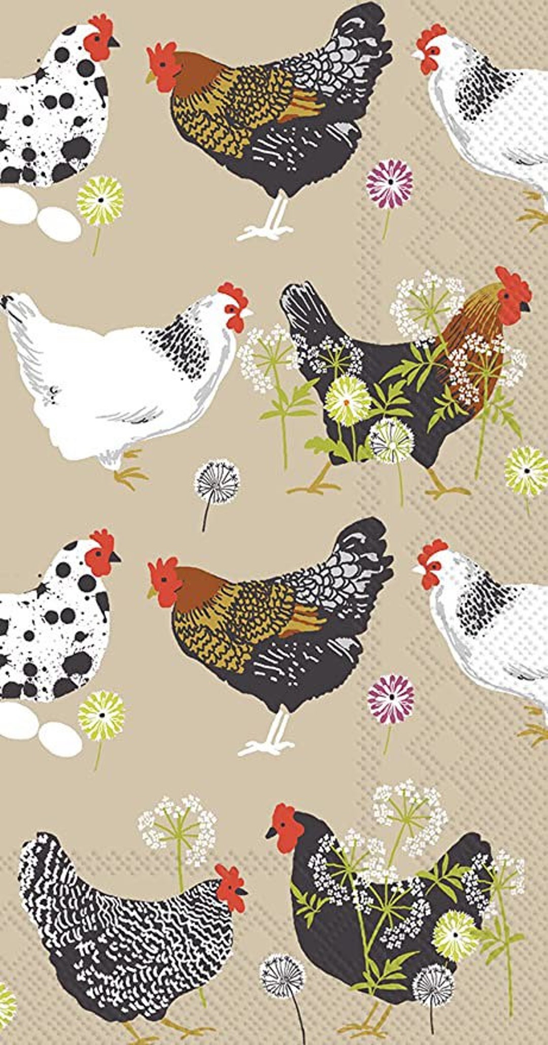 Hens Dinner Napkins, Chicken Napkins, Farm Party, Barnyard Party, Set ...
