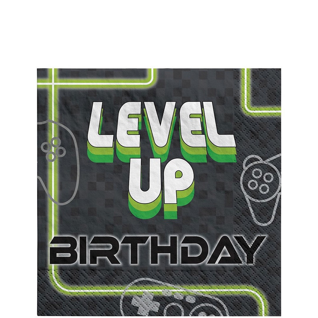 Level up Birthday Luncheon Napkins 6.5”x 6.5”, 16ct, Gamers Birthday - Etsy