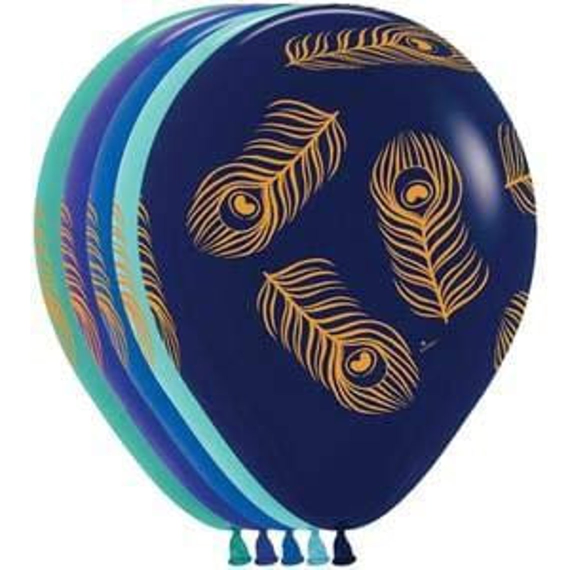 Peacock 11 Latex Balloons Set of 5 Peacock Birthday - Etsy