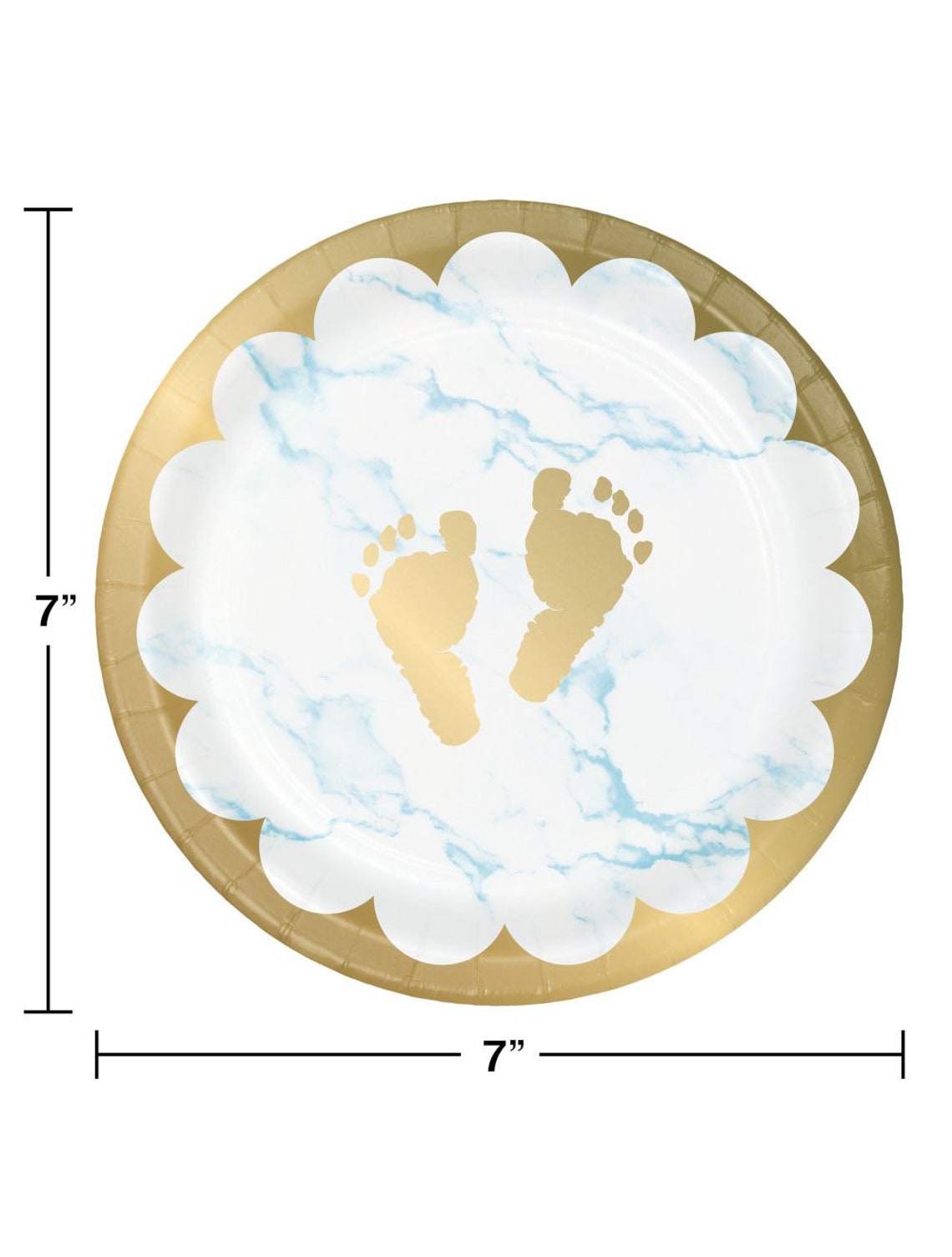 Blue Marble Baby Shower Footprints Dessert Plates 7 Baby - Etsy