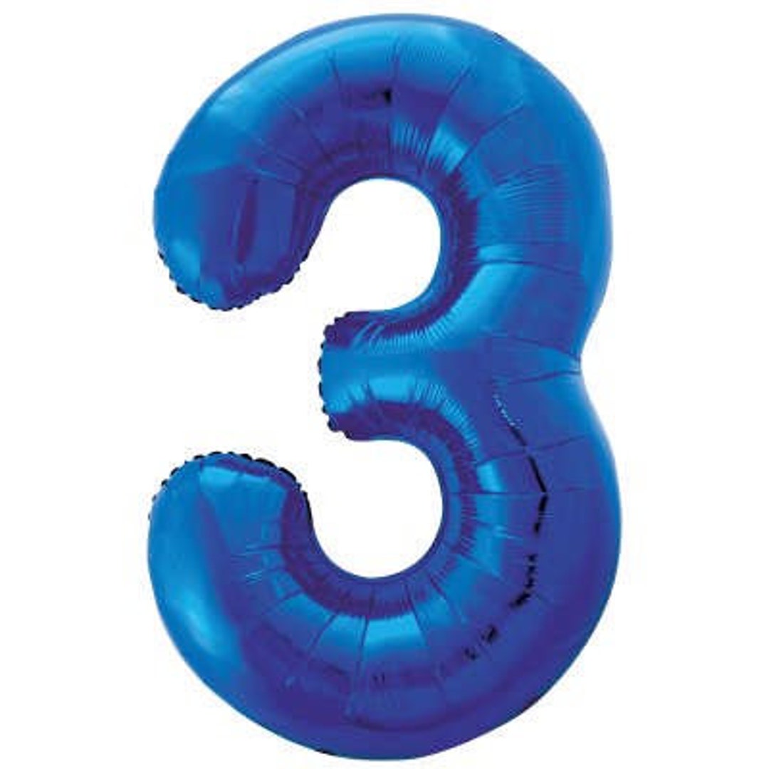 Royal Blue Number 3 Shaped Foil Balloon 34", Packaged - Etsy