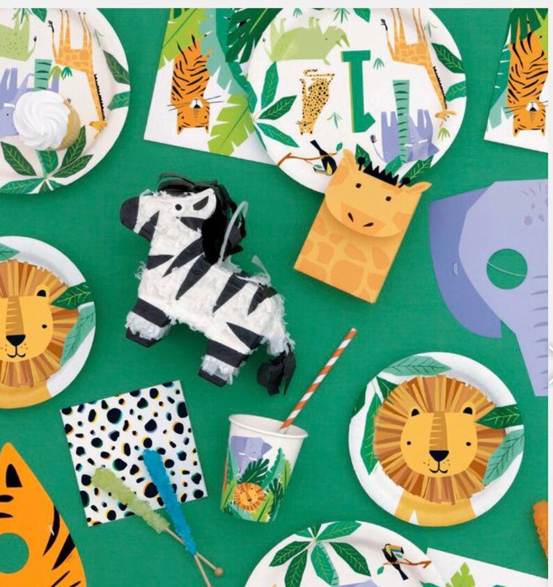 Animal Safari Plastic Tablecover, 54”x 84”, Jungle Baby Shower, Jungle ...