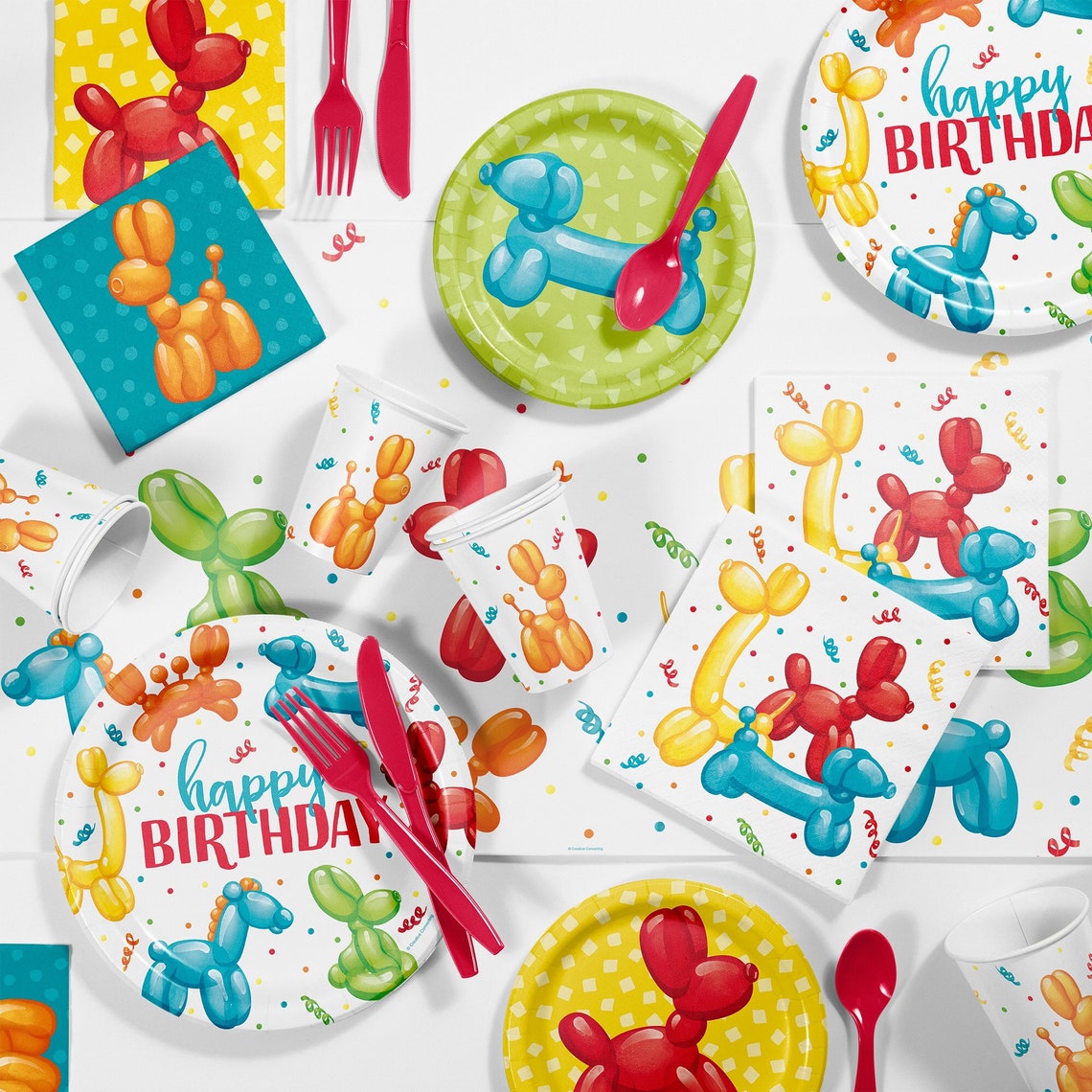 Party Balloon Animal Happy Birthday Dessert Paper Plates 8 | Etsy